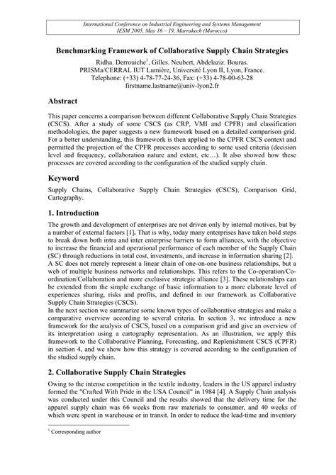 Pdf Framework Of Collaborative Supply Chain Strategies