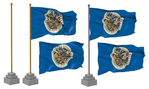 Organization Of American States Oas Flag Waving Stand Pole Isolated