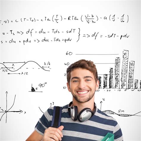 Premium Photo Smiling Student Against Maths Equations
