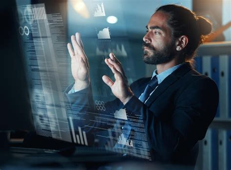 Premium Photo Hologram And Tech Data Of A Business Man With Ai And