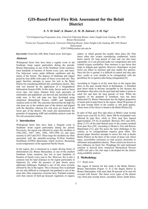 Pdf Gis Based Forest Fire Risk Assessment For The Belait District