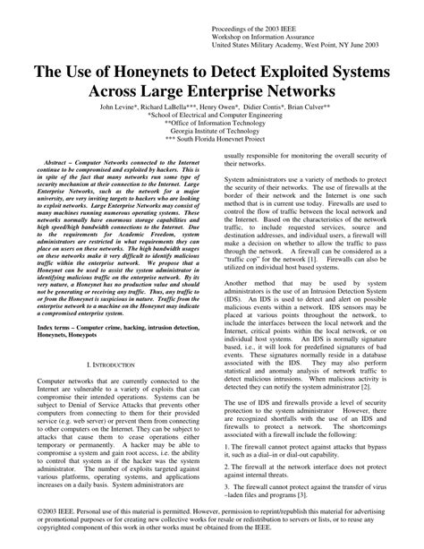 pdf the use of honeynets to detect exploited systems across large
