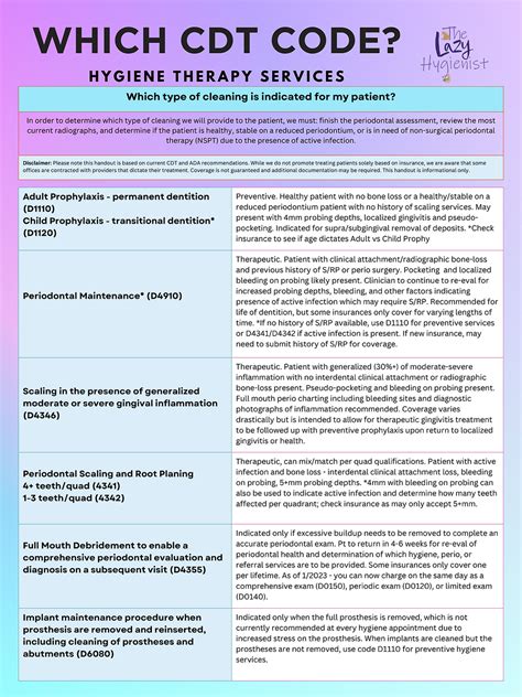 which cdt code hygiene therapies the lazy hygienist