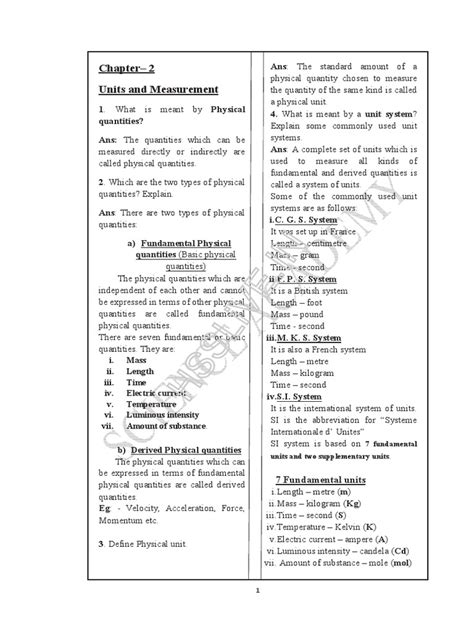 Xi Ch2 Physics Saju Hsslive Units And Measurement Pdf Business Science And Mathematics