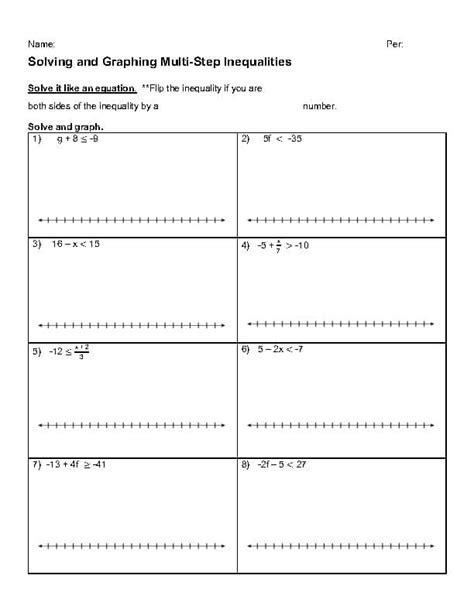 Solving And Graphing Multi Step Inequalities By Hbk Math Worksheets