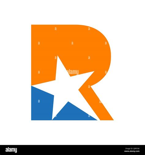 Letter R Negative Space Star Logo Vector Template Minimal Star Symbol