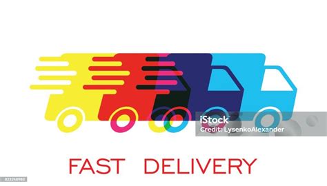 배달 트럭 상징 벡터 일러스트입니다 빠른 배달 서비스 배송 아이콘입니다 비즈니스 마케팅 또는 모바일 애플 리 케이 션 인터넷 개념 흰색 배경에 대 한 간단한 평면 그림