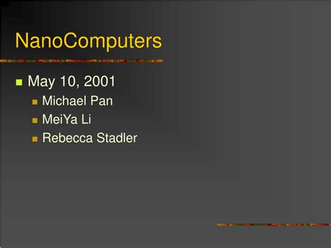 Ppt Nanocomputers Powerpoint Presentation Free Download Id5370743