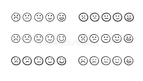 Set Of Rating Emotion Faces Simple Doodle Hand Drawn Style Sad Or