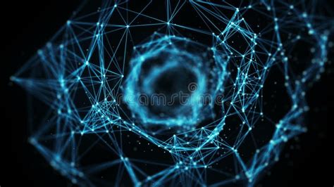 Flying Through Digital Binary Polygon Plexus Data Networks Stock Video