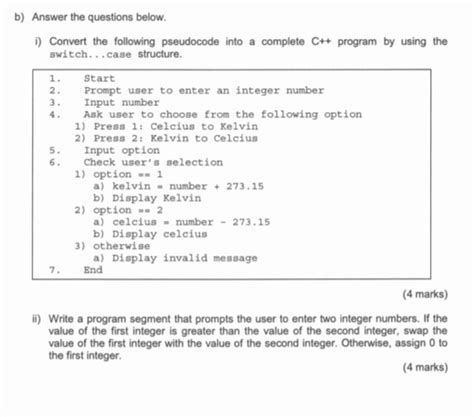 Solved B Answer The Questions Below I Convert The