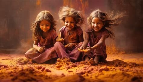 Tres Hermosas Chicas Durante Diwali En India Foto Premium