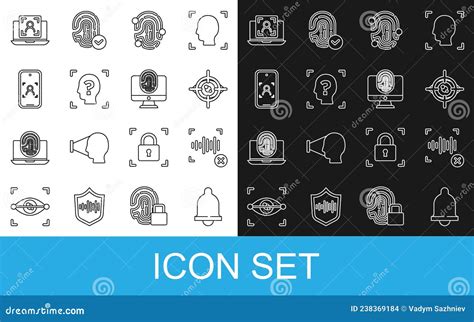 Set Line Motion Sensor Rejection Voice Recognition Eye Scan Fingerprint Face Mobile And