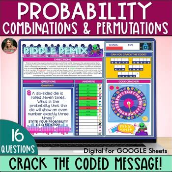 Probability With Combinations Permutations Digital Crack The Code Activity
