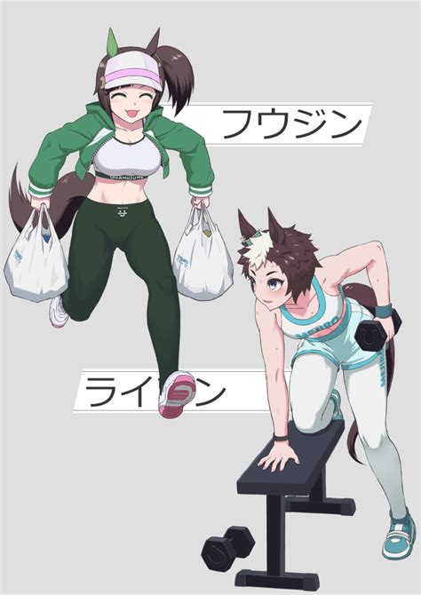 The Big ImageBoard (TBIB) - 2girls ^ ^ abs alternate costume animal ears bag bench blue shorts ...