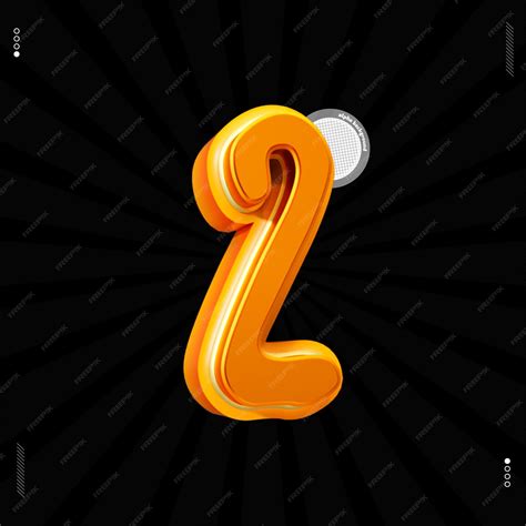 Premium Psd 3d Render Number 2 Font Orange