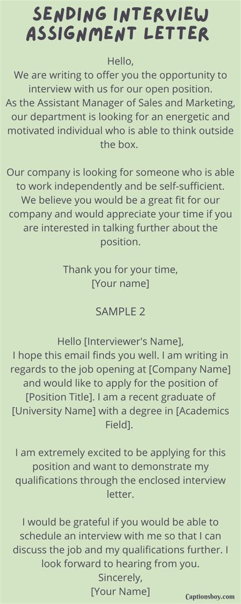 Sending Interview Assignment Letter 10 Samples