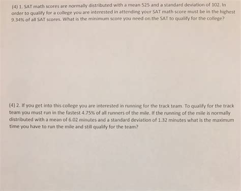Solved (4) 1. SAT math scores are normally distributed with | Chegg.com