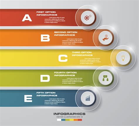 Gráfico De Processo Editável De 5 Etapas Vetor Premium