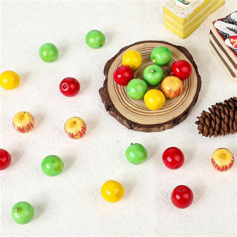 Masteelf 60pcs Artificial Display Apples Mini Faux Apples Doll Realistic Fake Apples Decorative