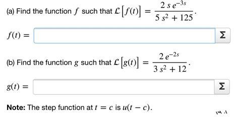 Solved A Find The Function F Such That L F T Se S Chegg Com