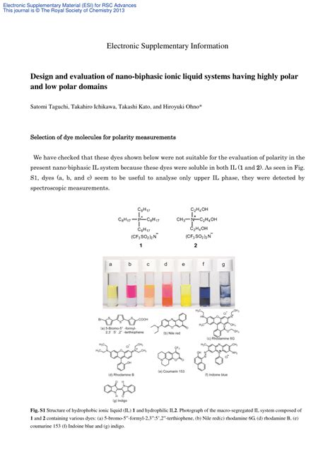 Pdf Design And Evaluation Of Nano Biphasic Ionic Liquid Systems Having Highly Polar And Low