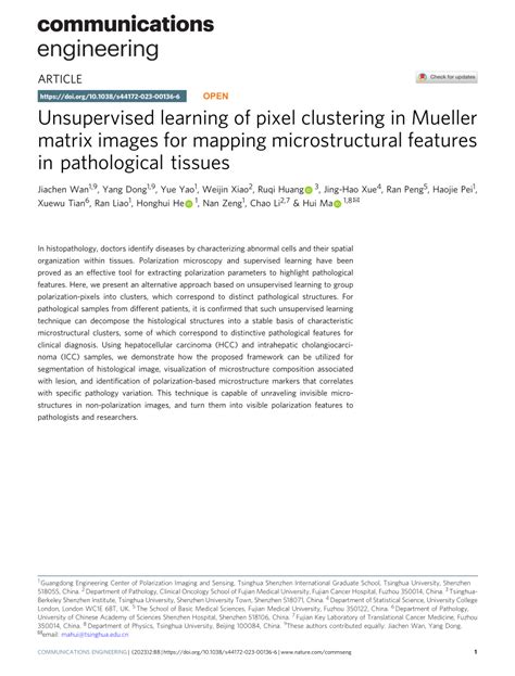 Pdf Unsupervised Learning Of Pixel Clustering In Mueller Matrix