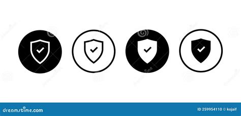 Shield Check Mark Vector Icon Set Shield Protect Symbol Stock Vector