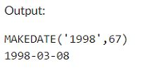 MySQL MAKEDATE Function