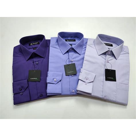 Jual Kemeja Alisan Polos Lengan Panjang Regular Fit Ungu Shopee