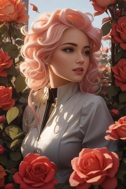 Premium Ai Image Cute Lady Or Pretty Girl With Red Rose