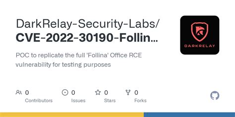GitHub DarkRelay Security Labs CVE 2022 30190 Follina Exploit POC To Replicate The Full