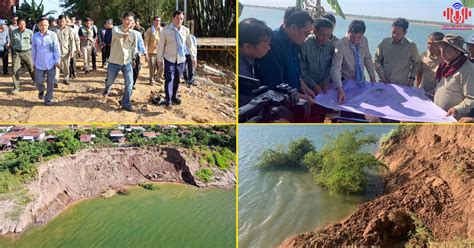 មន្ត្រីជំនាញក្រសួងធនធានទឹក ដឹកនាំក្រុមការងារបច្ចេកទេស ចុះពិនិត្យការបាក់ច្រាំងទន្លេ