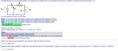 Solved Consider The RC Circuit In The Figure Below The Chegg Com
