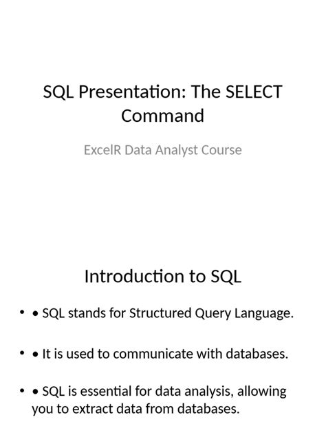 Sql Select Presentation Pdf