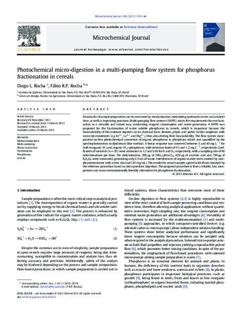 Pdf Photochemical Micro Digestion In A Multi Pumping Flow System For Phosphorus Fractionation