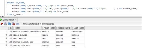sql how to split full name into first and middle and last name