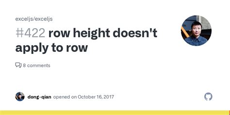 Row Height Doesnt Apply To Row · Issue 422 · Exceljsexceljs · Github