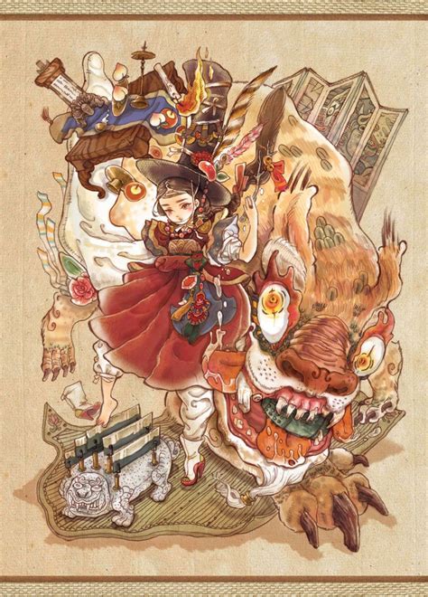 무당과 불가사리 By 곰곰e On Grafolio 캐릭터 일러스트 민화 스케치