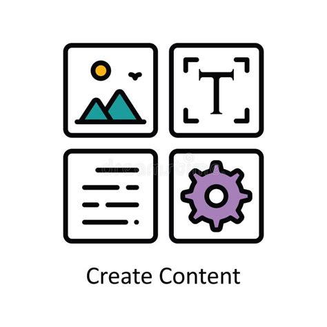 Create Content Vector Fill Outline Icon Design Illustration. Digital Marketing Symbol on White ...