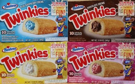 Hostess Twinkies Strawberry Banana Chocolate And Blue Raspberry Creme Flavors