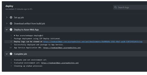 Azure Web App S GitHub Deployment Not Halting Build Job For Node Js API Server No Error