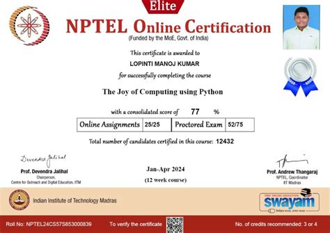 Completed Nptel Course In Python Manoj Kumar Posted On The Topic Linkedin