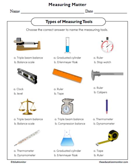 Measuring Matter Science Worksheet Edumonitor