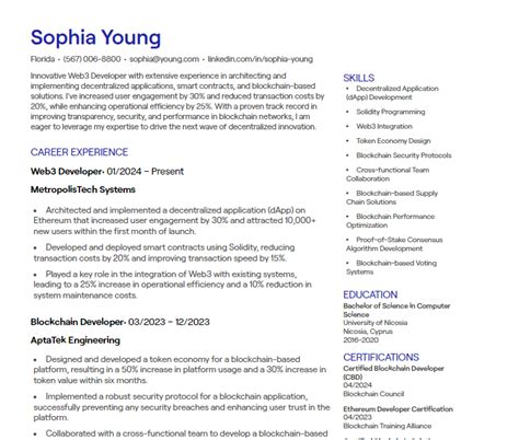 1 Web3 Developer CV Examples Free Templates