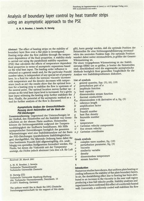 Pdf Analysis Of Boundary Layer Control By Heat Transfer Strips Using