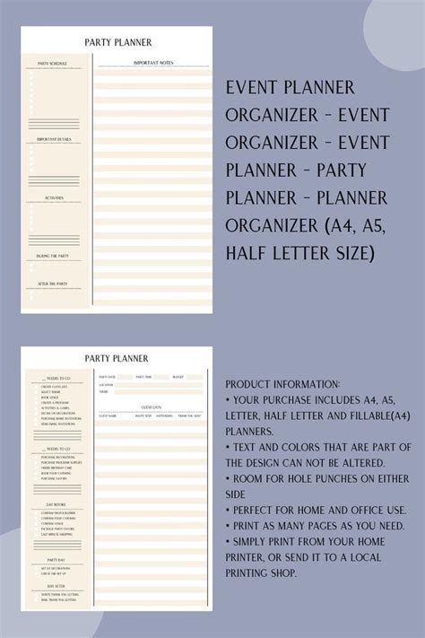 Event Planner Organizer Event Organizer Event Planner Etsy Event Planning Template