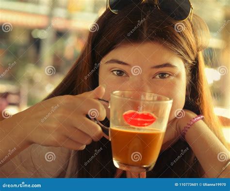 Young And Beautiful Woman Drinking Coffee Stock Image Image Of Hands Attractive 110773601