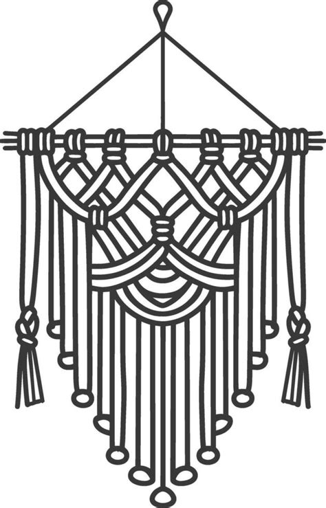 A Black And White Drawing Of A Macrame Hanging 50280301 Vector Art At Vecteezy