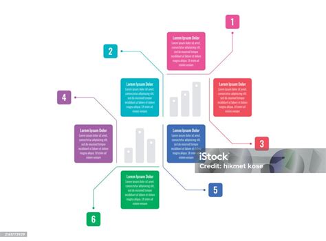 다채로운 사각형 인포 그래픽 템플릿 6단계 브리핑 템플릿 연례 보고서 잡지용 정보 템플릿 산업 에너지 비즈니스 기술 과학을 위한